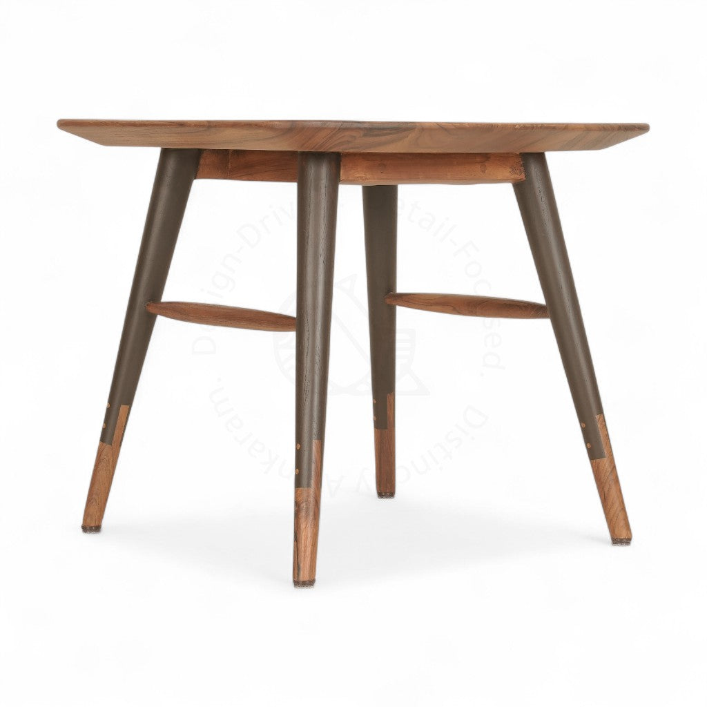 Ambu - Teakwood Side Table, Plain Top, Stained Legs | Alankaram