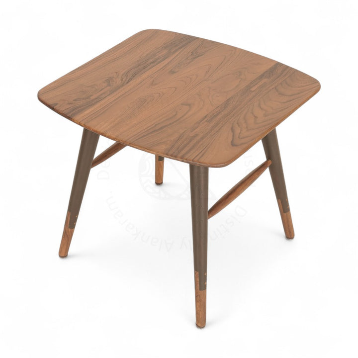 Ambu - Teakwood Side Table, Plain Top, Stained Legs | Alankaram