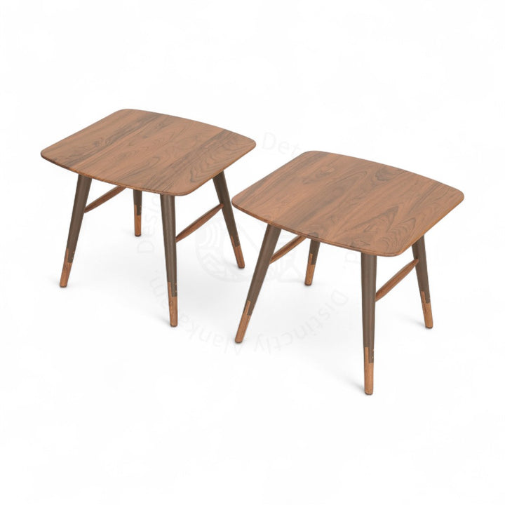 Ambu - Teakwood Side Table, Plain Top, Stained Legs | Alankaram