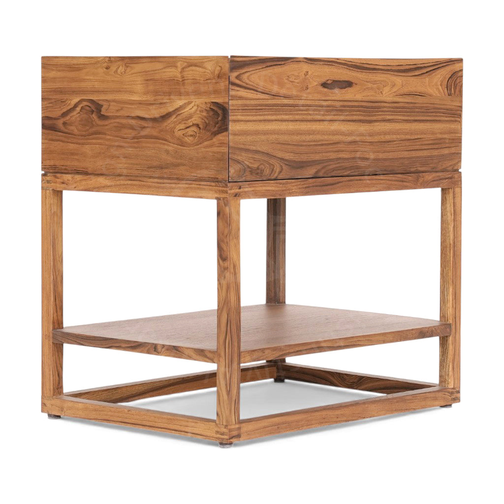 Trei - Teak Side Table With Drawer | Alankaram
