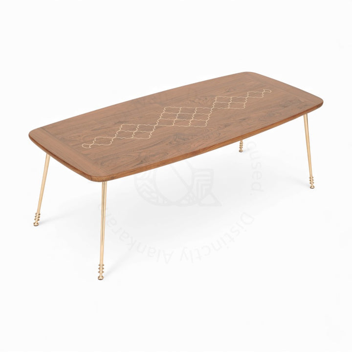 Upotus - Teak Center Table, Brass Accentuations | Alankaram