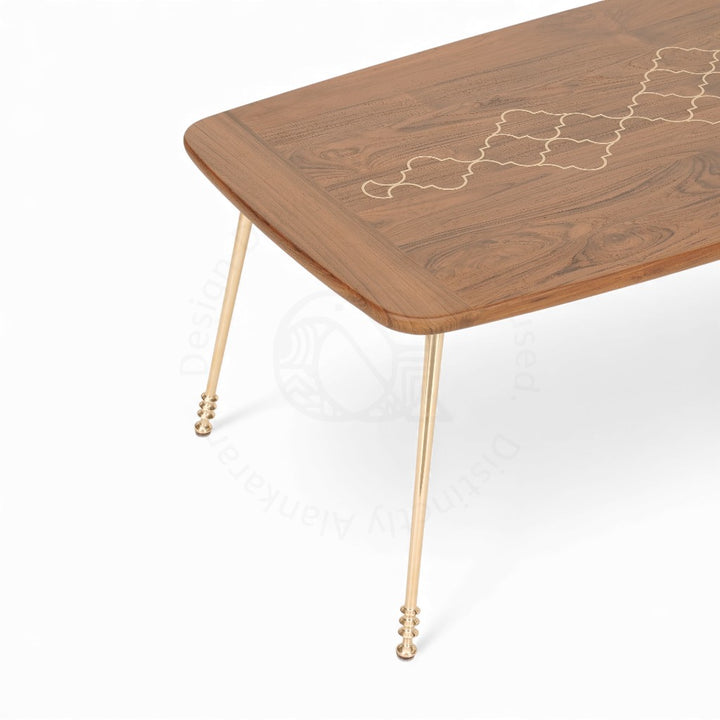Upotus - Teak Center Table, Brass Accentuations | Alankaram