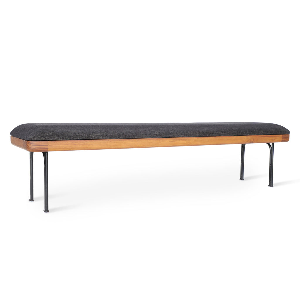 Benci Solidwood Bench with Black Fabric | Alankaram