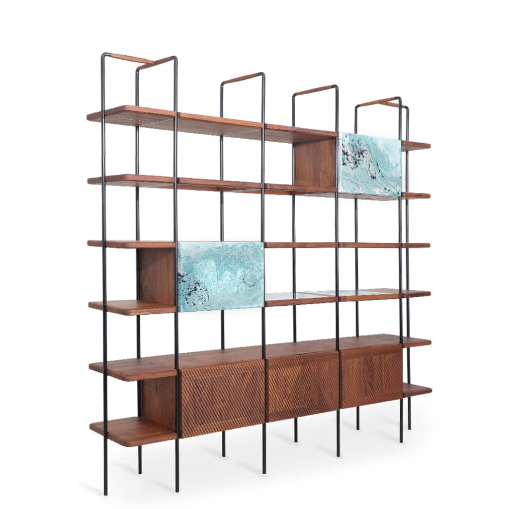 Refu – Metal Teak Decorative Unit, Abstract Art | Alankaram