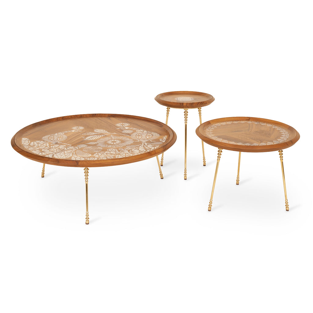 Conico - Teak Nested Table, Artwork | Alankaram