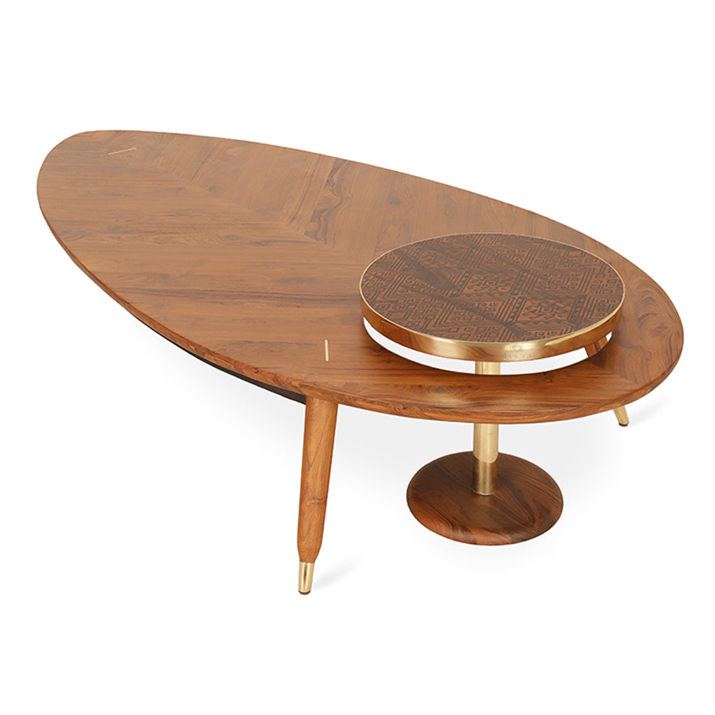 Kridlo -Teak Center Table, Black Artwork | Alankaram
