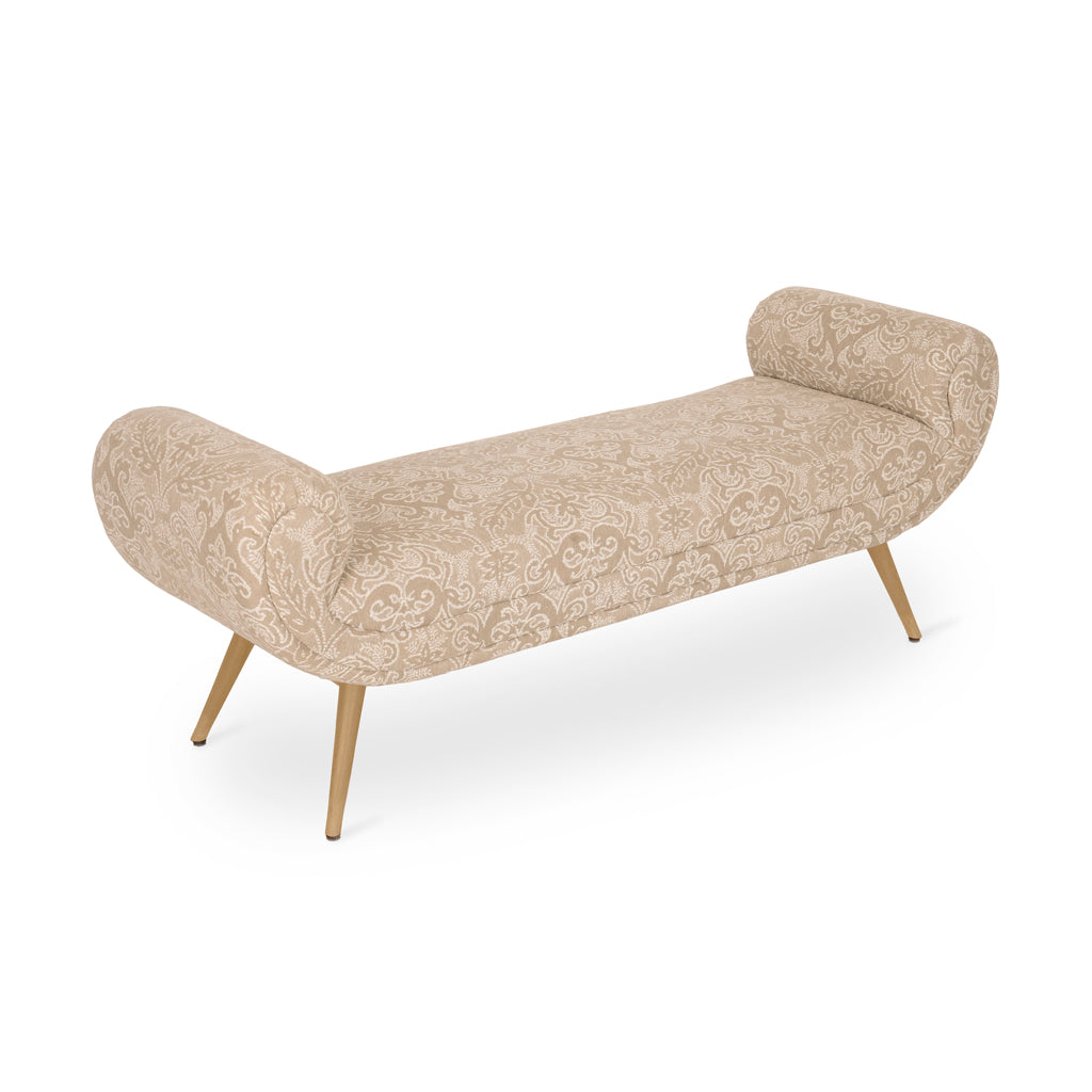 Santai - Ash/Oak/Beech Daybed, Grey Printed Fabric | Alankaram