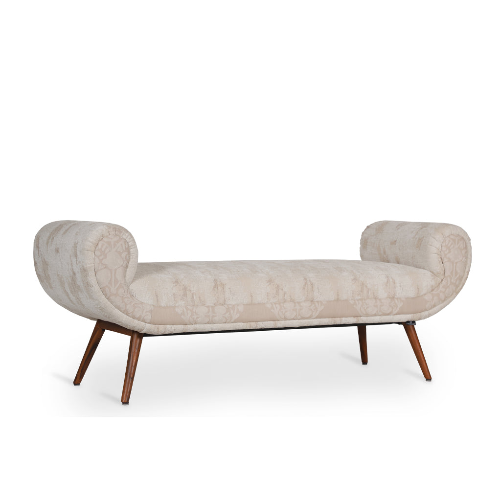 Santai - Teak Daybed, White Printed Fabric | Alankaram