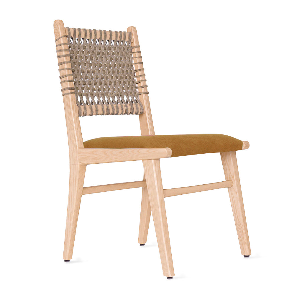 Asandi - Ash,Oak,Beech Dining Chair, Brown Weaving, Musted color ...