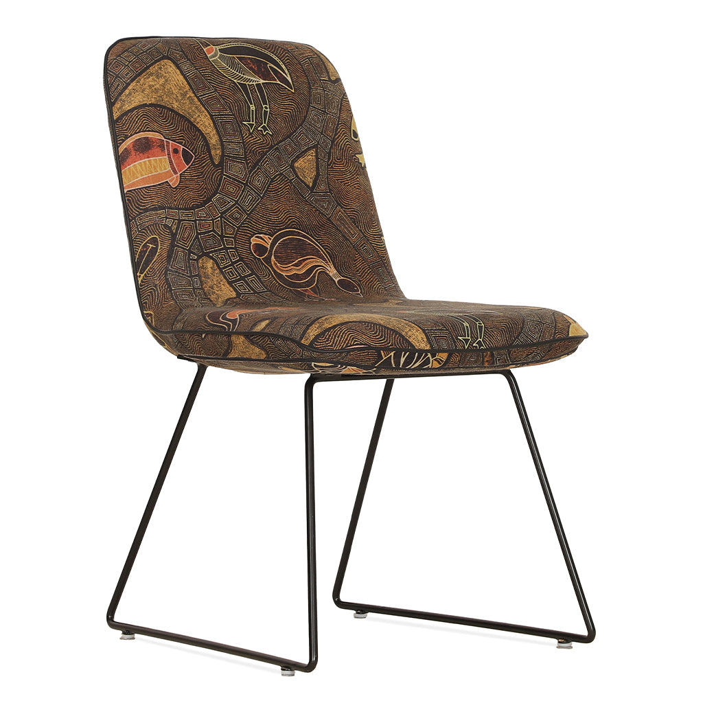 Poro -Metal Dining Chair, Full Upholstered, Multicolor Printed Fabric ...