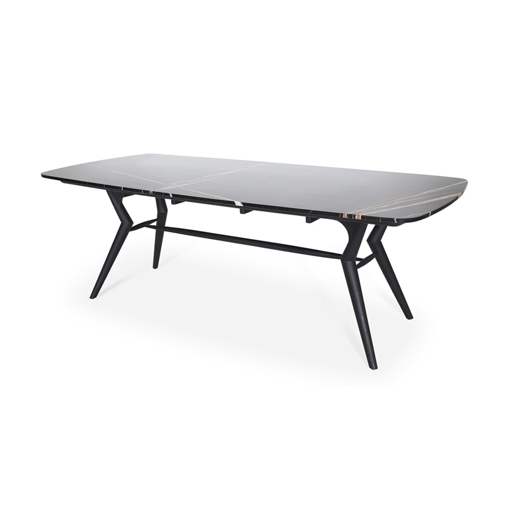 Fusi - Eight Seater Ash/Oak/Beech Dining Table, Black Stone Top | Alankaram