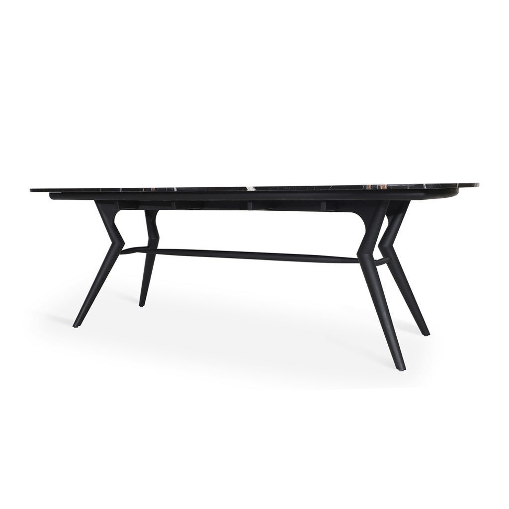 Fusi - Eight Seater Ash/Oak/Beech Dining Table, Black Stone Top | Alankaram