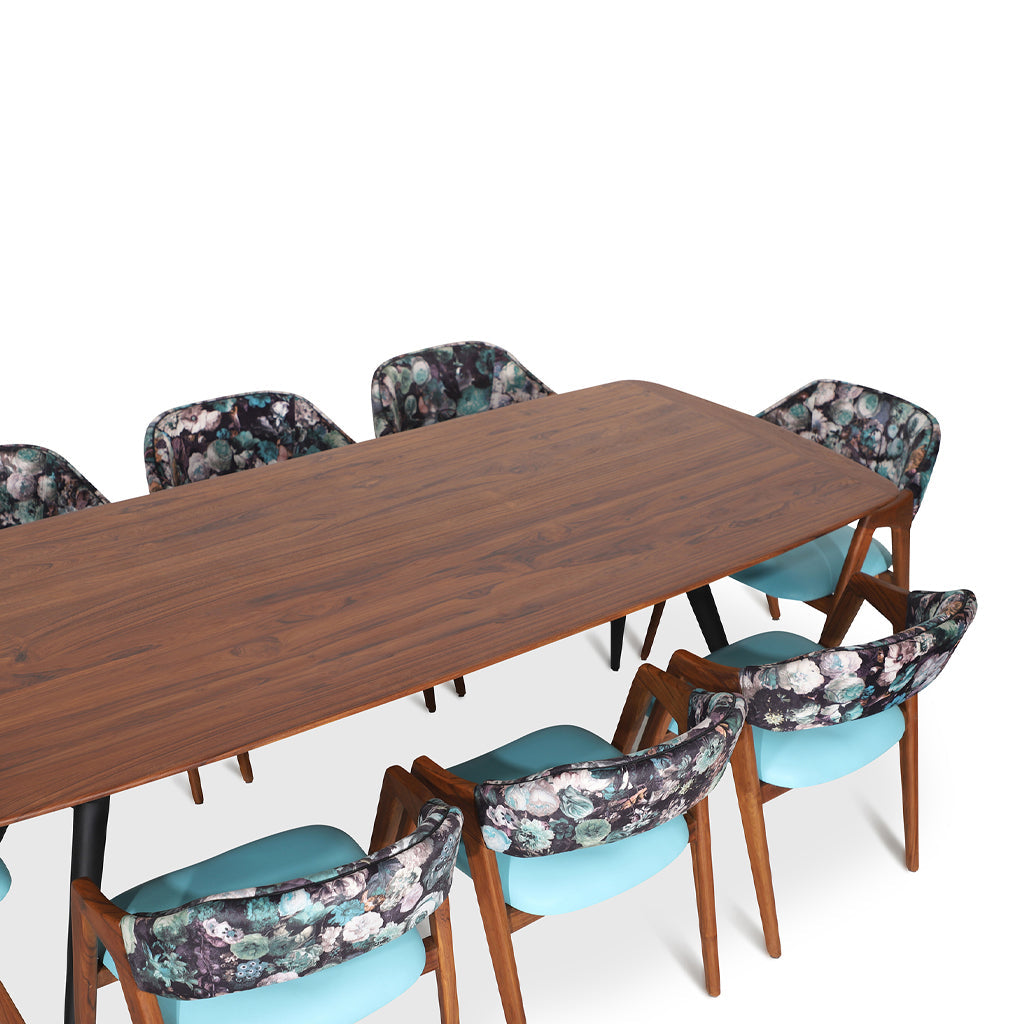 Fusi - Eight Seater Teak Dining Table, Plain Top | Alankaram