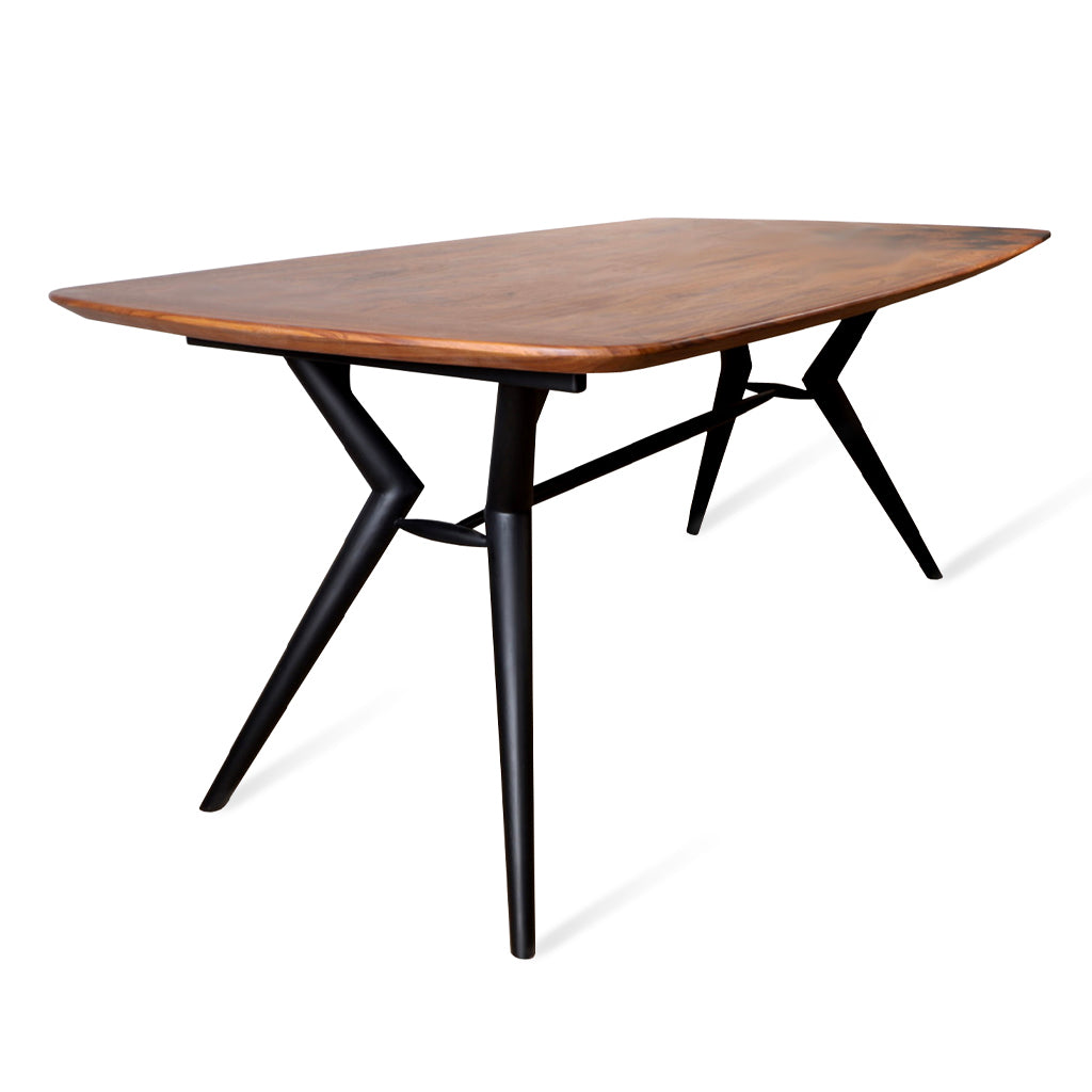 Fusi - Six Seater Teak Dining Table, Inlay & Black Artwork | Alankaram