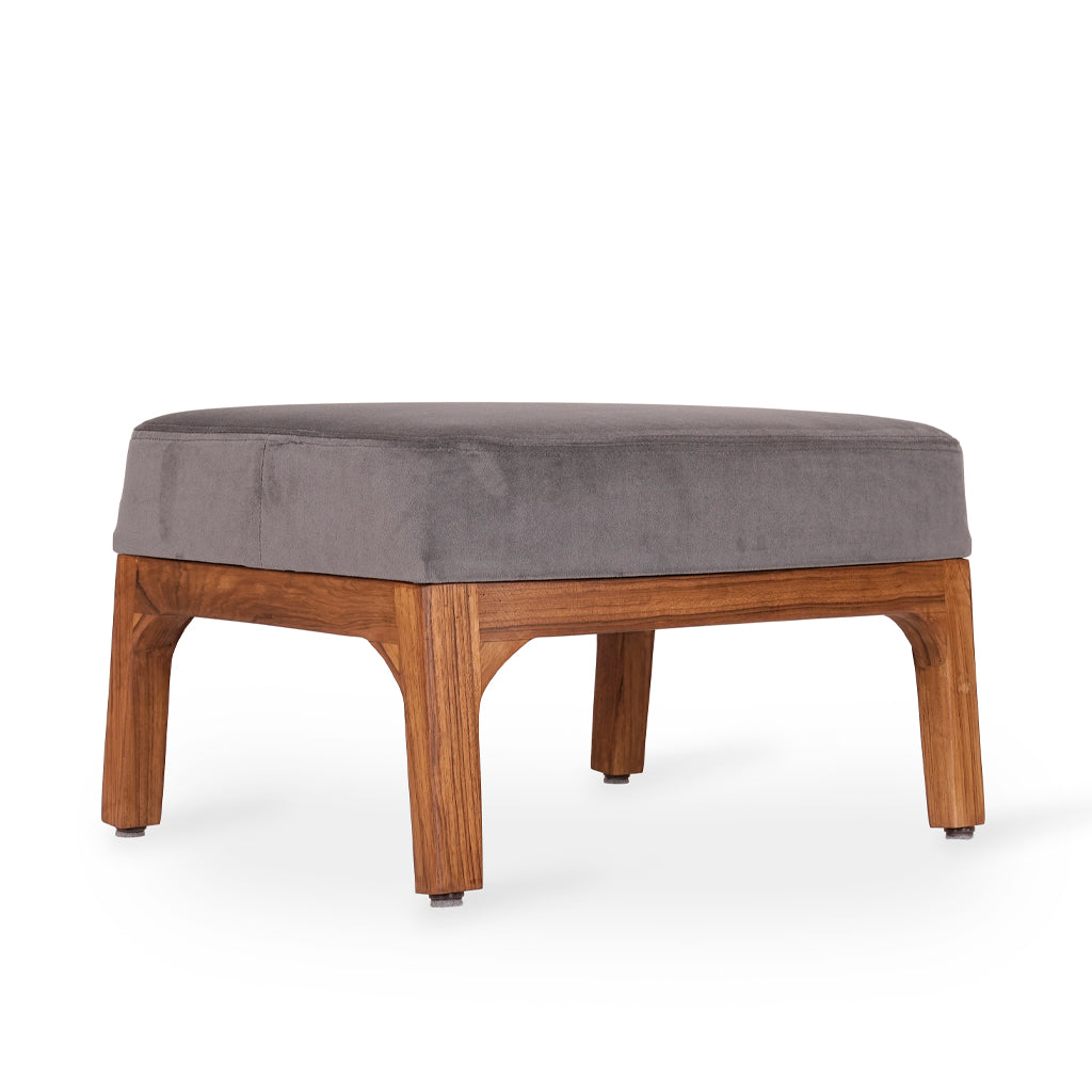 Toso - Footstool with Charcoal Black Fabric | Alankaram