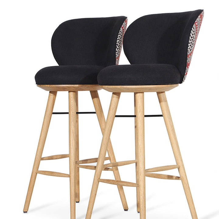 Bhrami - Ash/Oak/Beech High Chair, Black & Multicolor Printed Fabric ...