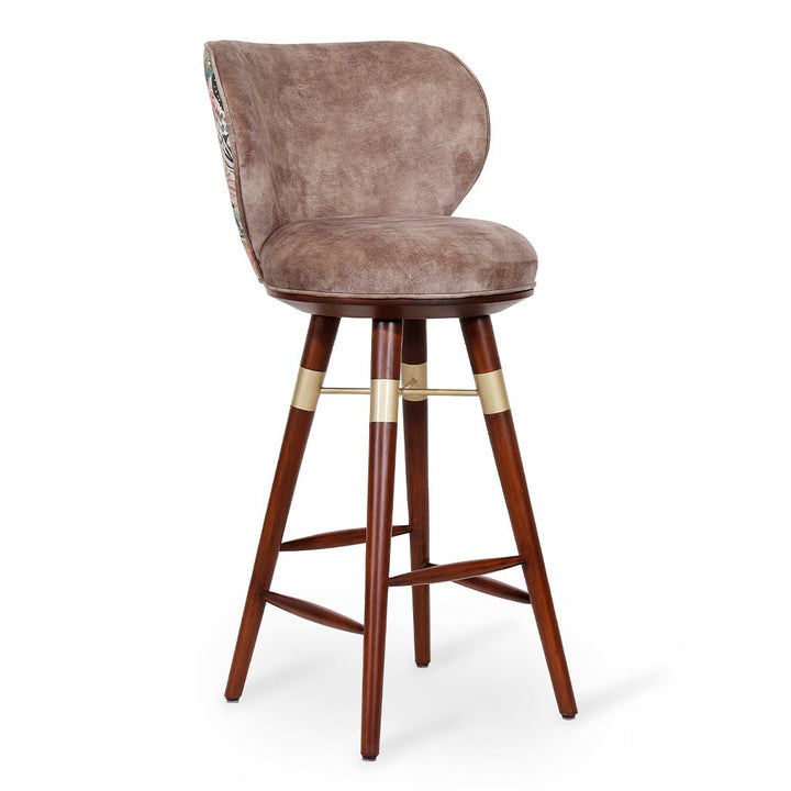 Bhrami - Ash/Oak/Beech High Chair, Golden PU, Stained | Alankaram