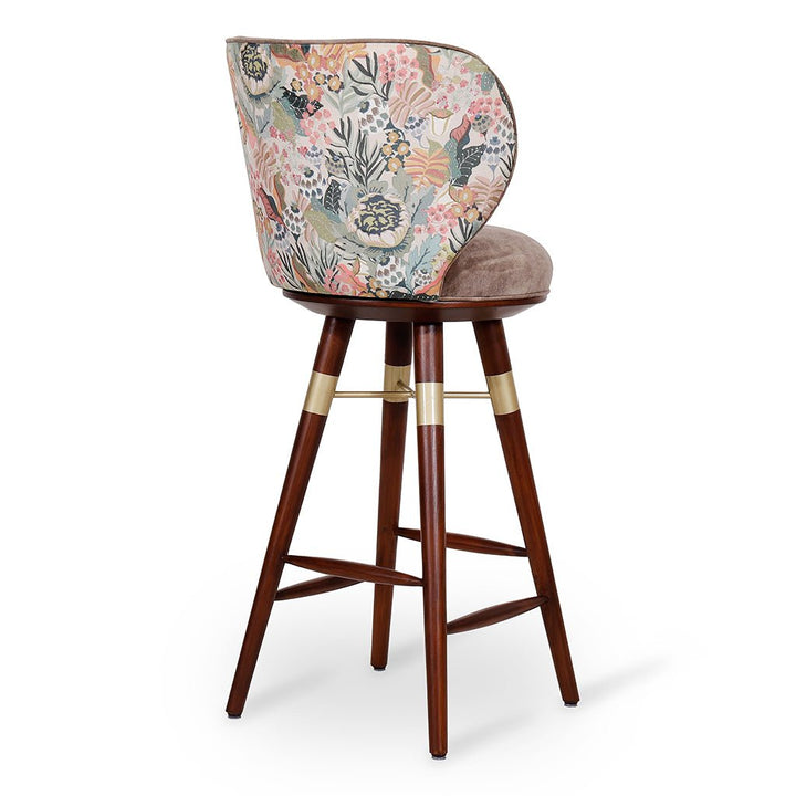 Bhrami - Ash/Oak/Beech High Chair, Golden PU, Stained | Alankaram