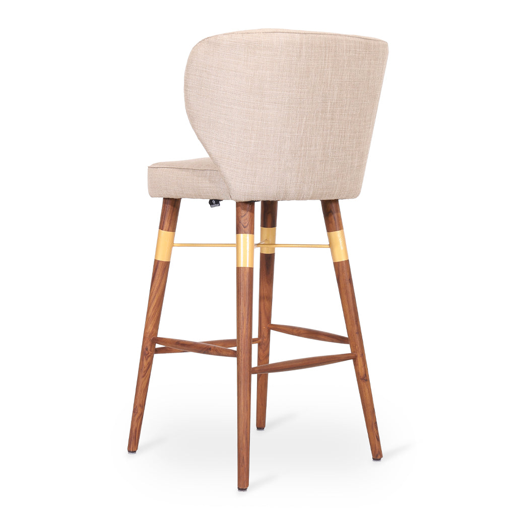 Cubuk - Ash/Oak/Beech Bar Chair, Golden PU, Stained | Alankaram