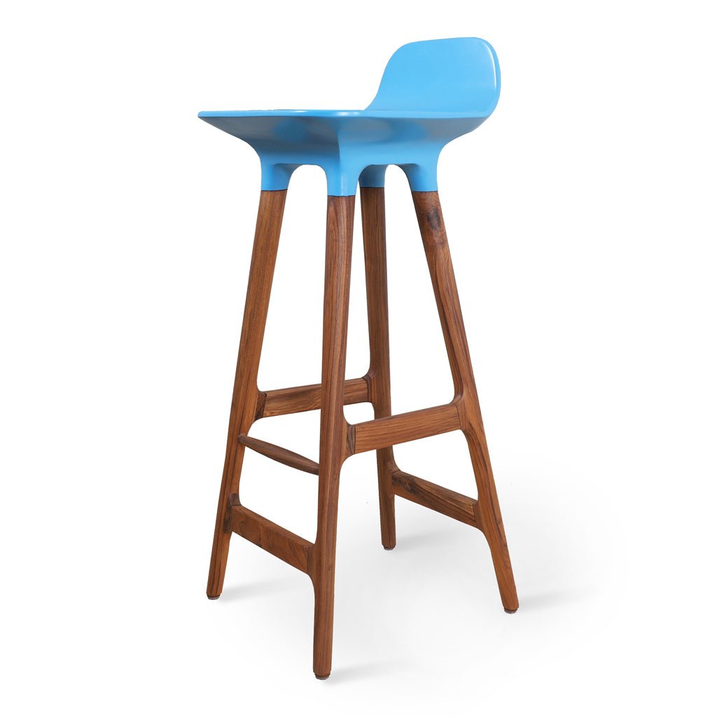 Inalt - High / Bar Chair with Sky Blue PU | Alankaram