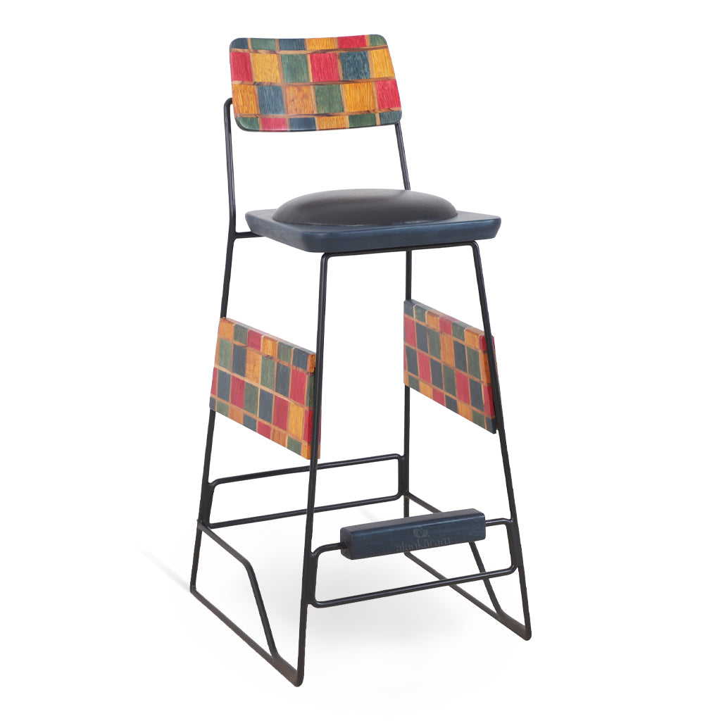 Nalaza - Ash/Oak/Beech High/Bar Chair, Multicolor Stained | Alankaram
