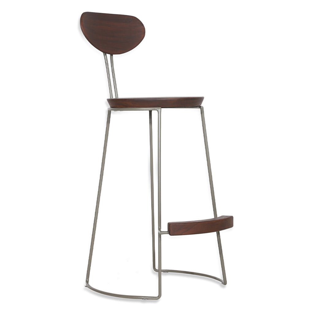 Viboko - Metal High Chair, Teak Seat & Back, Stained | Alankaram