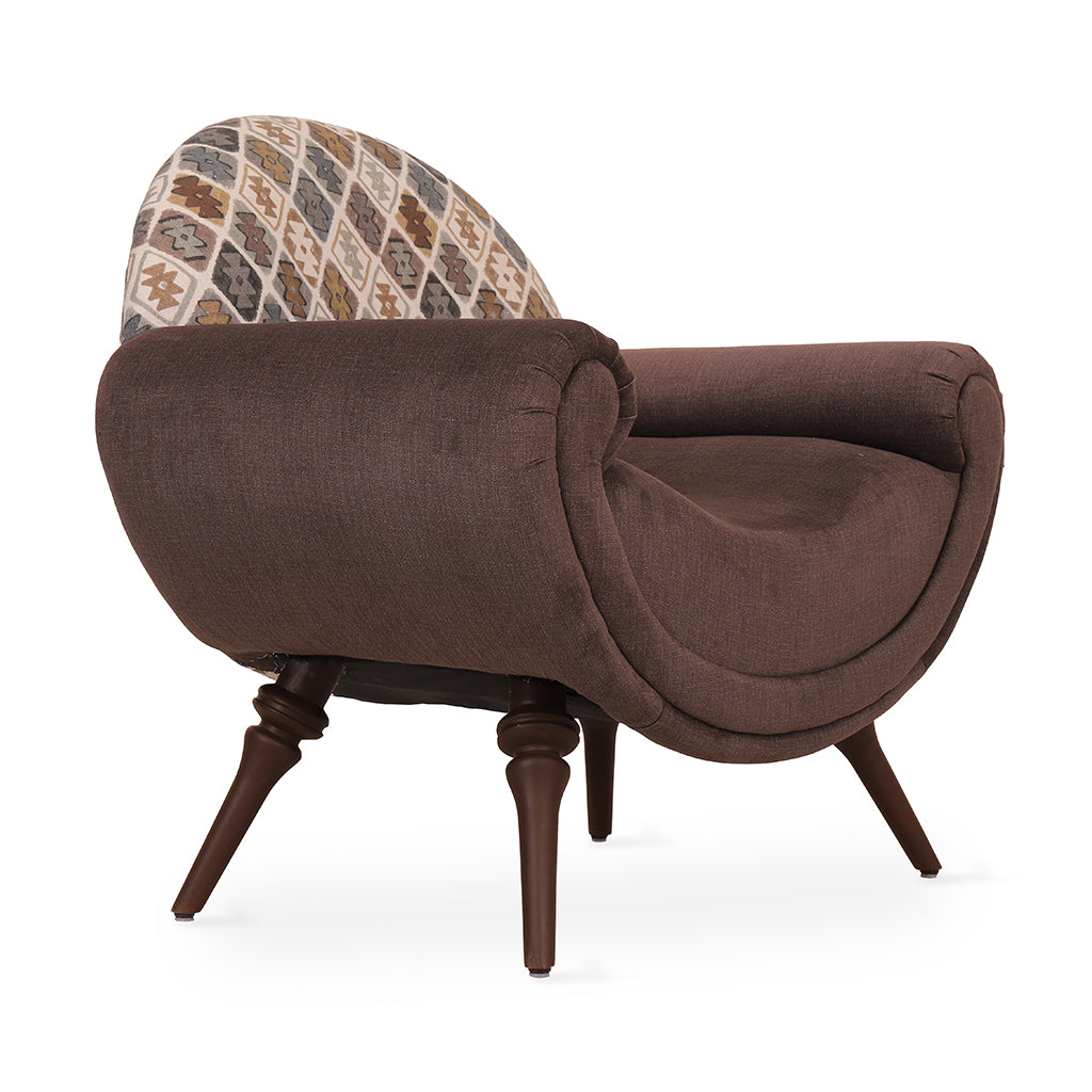 Puoli - Ash/Oak/Beech Lounge Chair, Stained, Brown, Printed Fabric ...