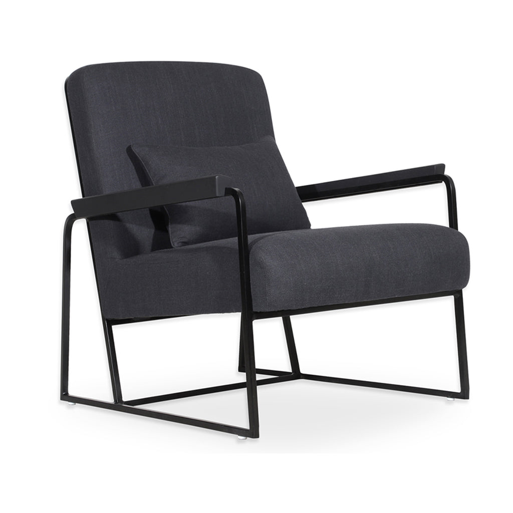 Tubli - Metal, Upholstered Lounge Chair Black Fabric | Alankaram