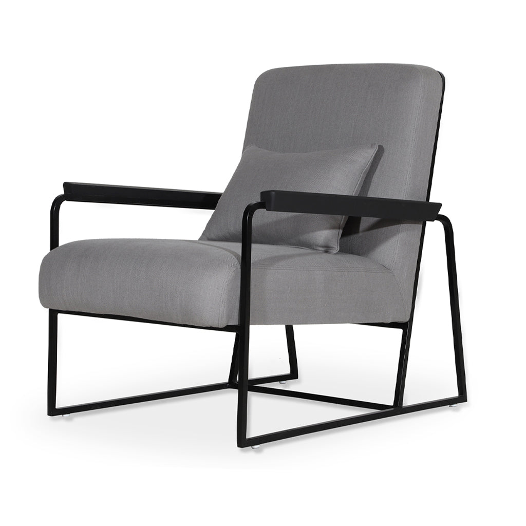 Tubli - Metal, Upholstered Lounge Chair Grey Fabric | Alankaram