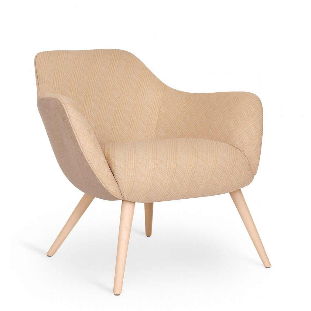 Yarmi - Ash/Oak/Beech Lounge Chair, Multicolor Fabric | Alankaram