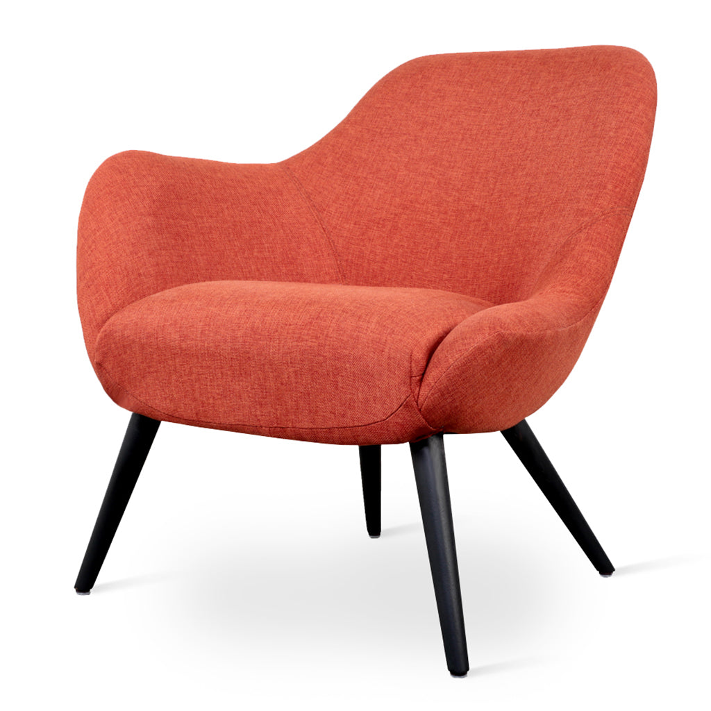Yarmi - Ash/Oak/Beech, Stained Lounge Chair, Red Fabric | Alankaram