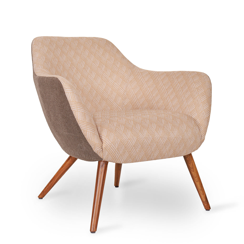 Yarmi - Teak Lounge Chair, Multicolor Fabric | Alankaram