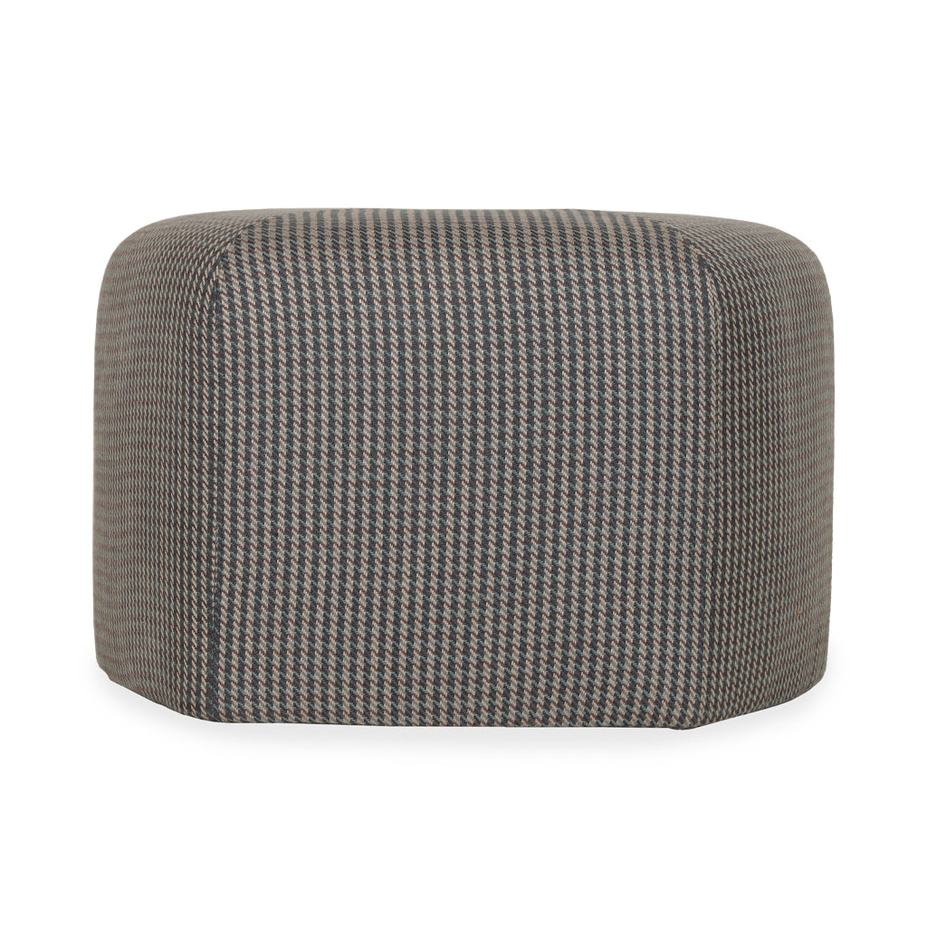 Pouffe - Pentagon Shaped Ottoman with Black Printed Fabric | Alankaram