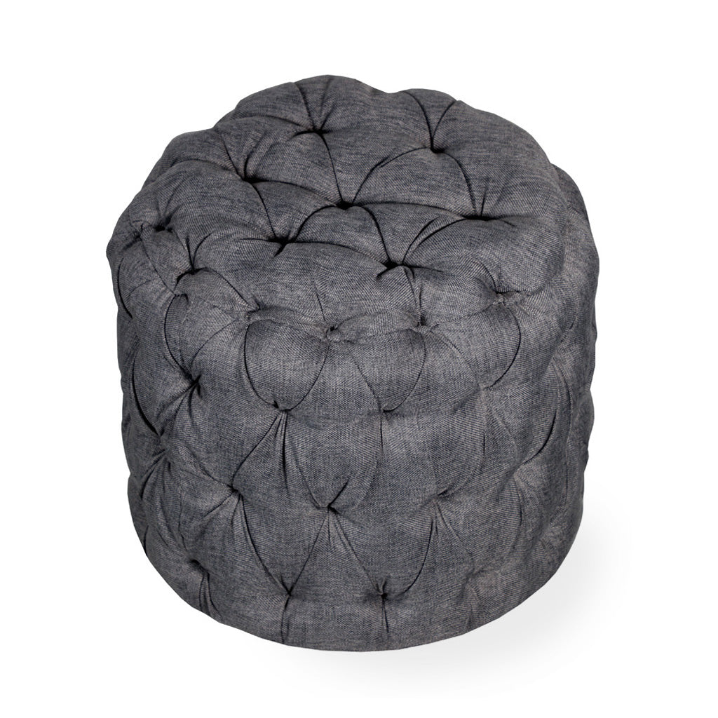 Pouffe - Solidwood Ottoman with Grey Fabric | Alankaram