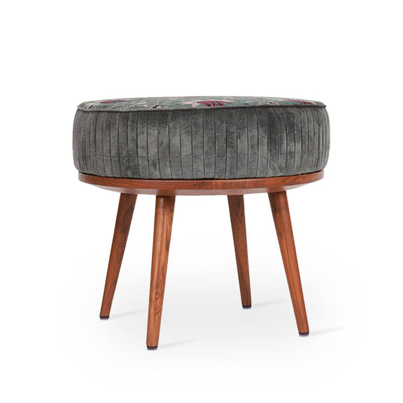 Zoya - Teakwood Round Ottoman | Alankaram