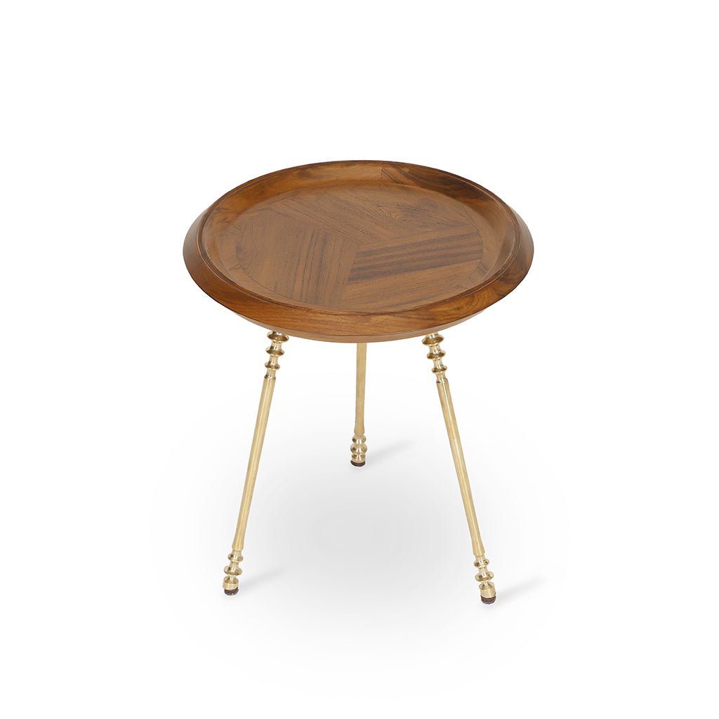 Conico - Teakwood Side Table Set with Brass | Alankaram