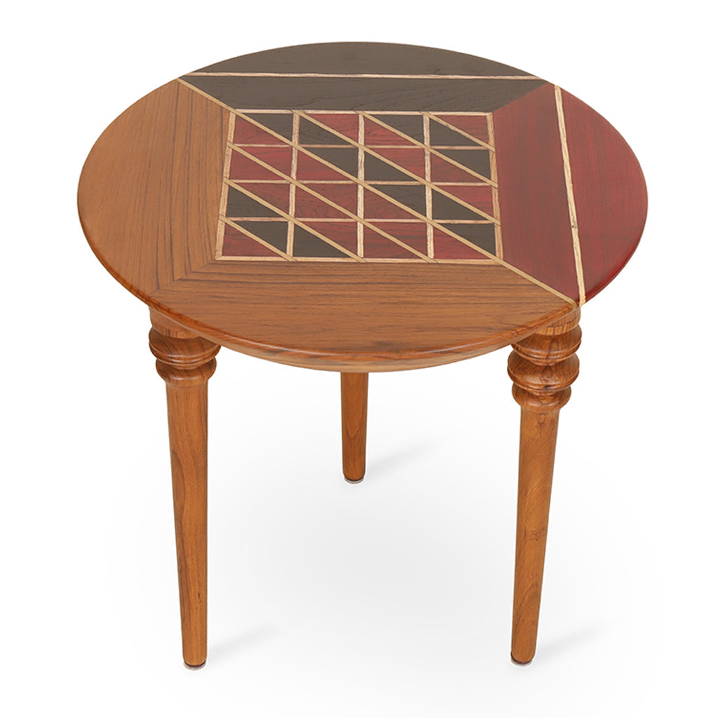 Karovy - Teak Side Table with Multicolor Top | Alankaram