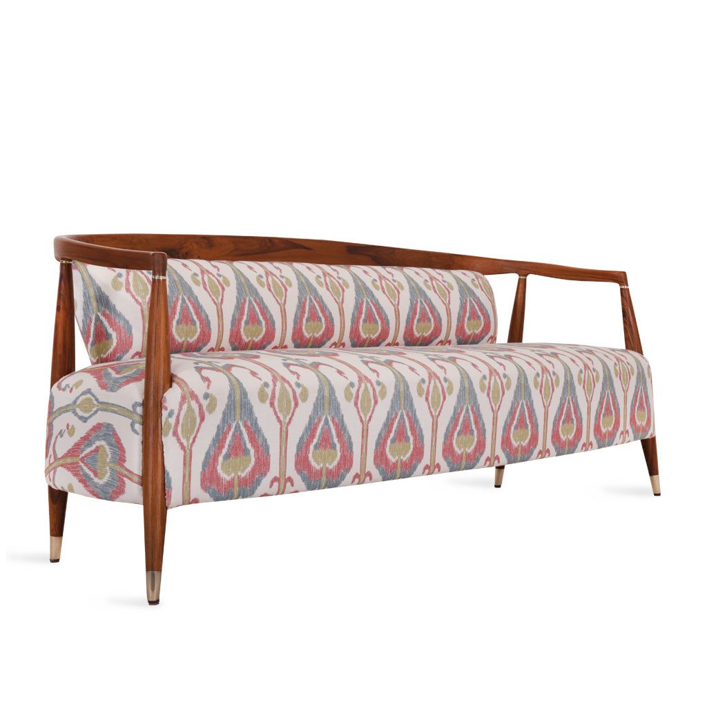 Uru Three Seater Teak Sofa Brass Accentuations Alankaram