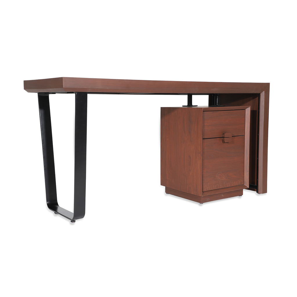 Buro - Solid Wood Executive Desk, Stained | Alankaram